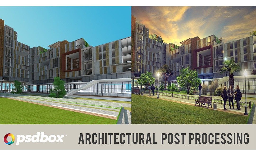 PS-3D建筑商业海报合成 - 海外教程教程_PS（CC2018） - 虎课网