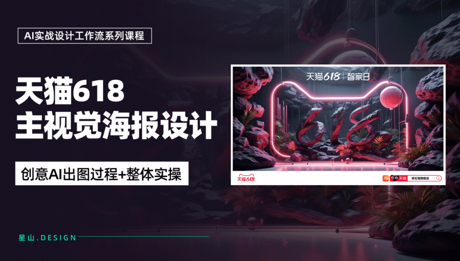 利用AI设计【天猫618】主视觉海报设计_AI电商海报生成训练营_平面设计师_虎课网