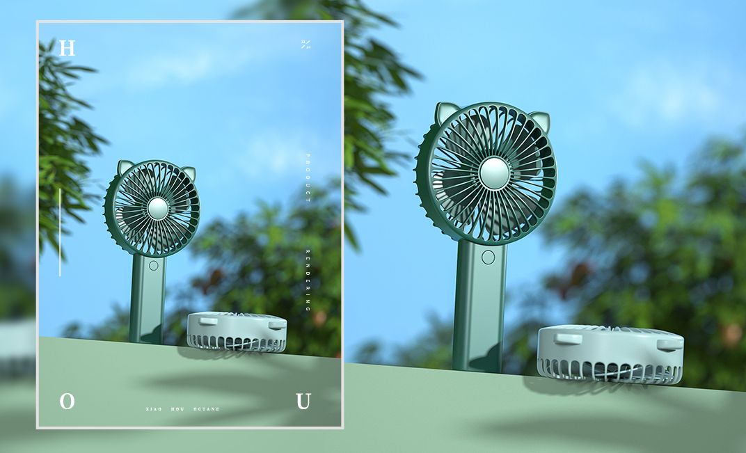 C4D+OC+PS-小风扇户外场景渲染后期 - C4D教程教程_C4D（R25） - 虎课网