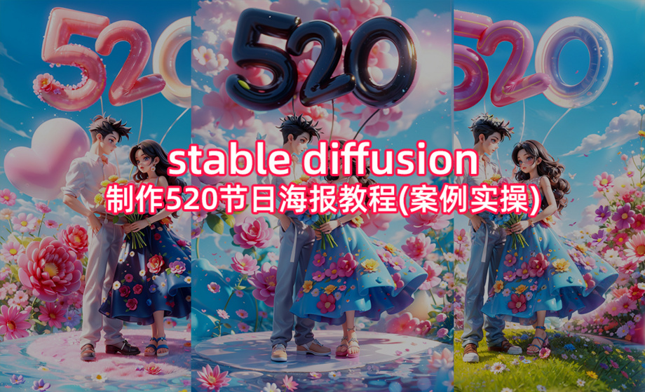 Liblib在线Stable Diffusion制作520节日海报教程（案例实操演示）_Liblib在线SD海报制作训练营_设计师必备能力_虎课网