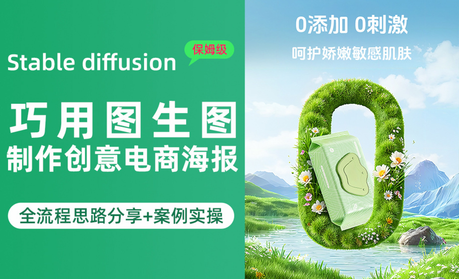 Liblib在线SD的图生图功能制作创意电商海报（案例实操）_Liblib在线SD海报制作训练营_设计师必备能力_虎课网