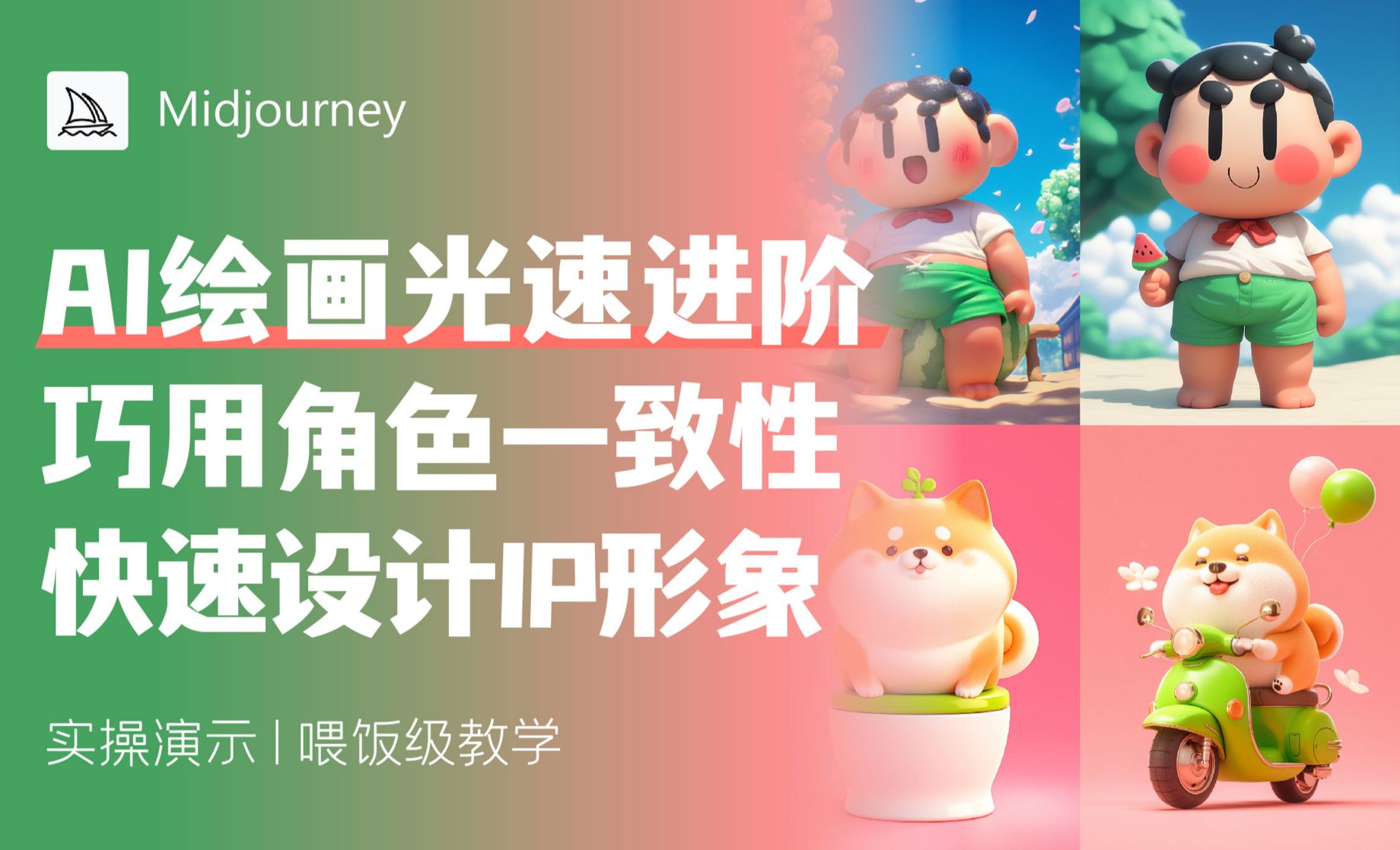 AI绘画光速进阶-Midjourney角色一致性！快速设计IP角色形象 - 3D数字教程_ - 虎课网