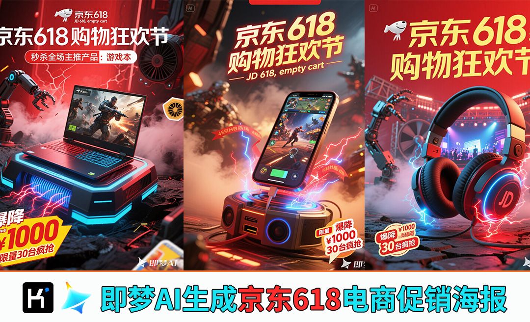 即梦AI-618电商促销海报 - 3D数字教程_kimi、即梦AI - 虎课网