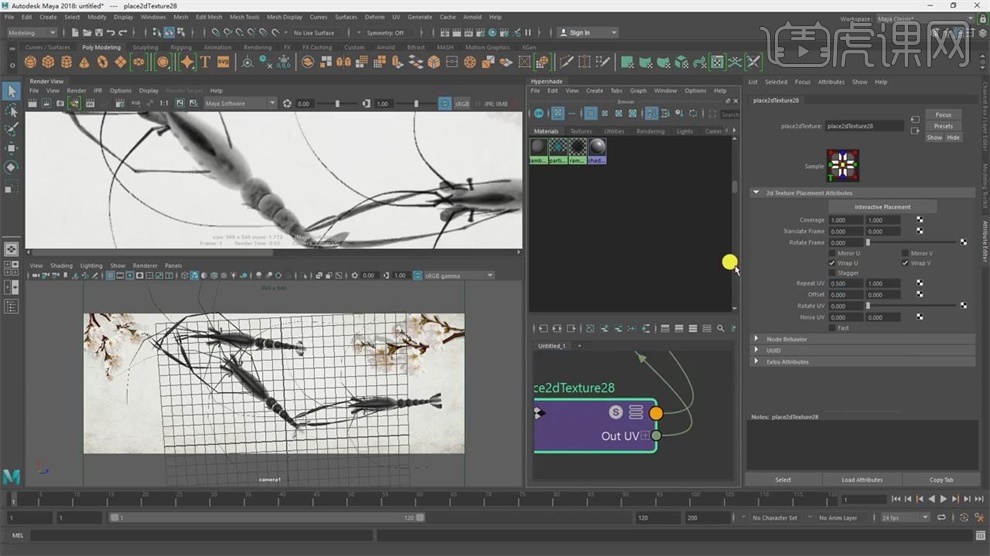MAYA-材质-水墨虾材质图文教程- 虎课网