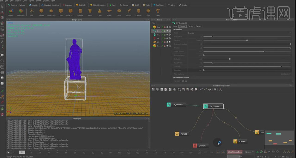 如何用C4D加NUKE制作雕像化雪特效- 虎课网
