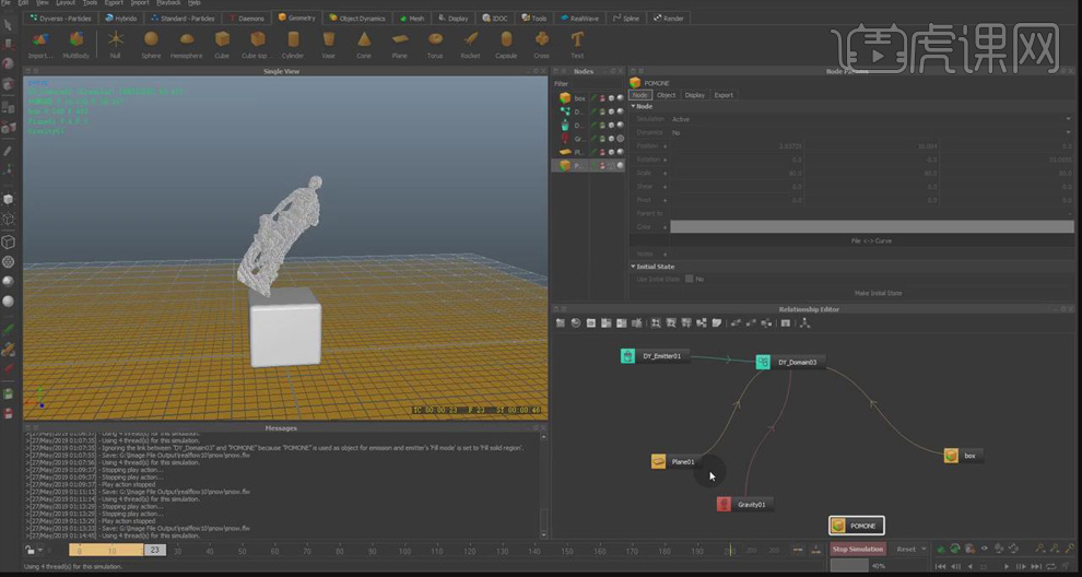 如何用C4D加NUKE制作雕像化雪特效- 虎课网