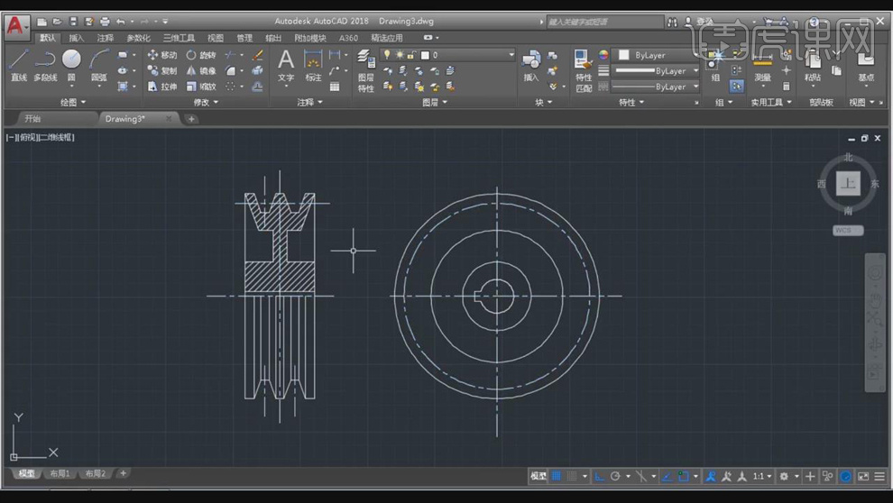 CAD设计V带轮- 虎课网