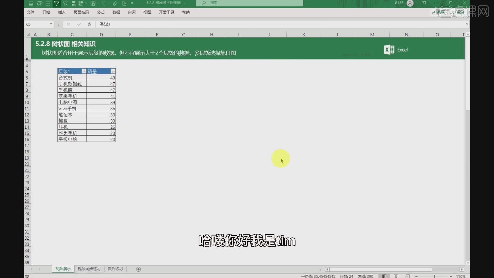 树状图-Excel Office365入门实战课堂图文教程- 虎课网