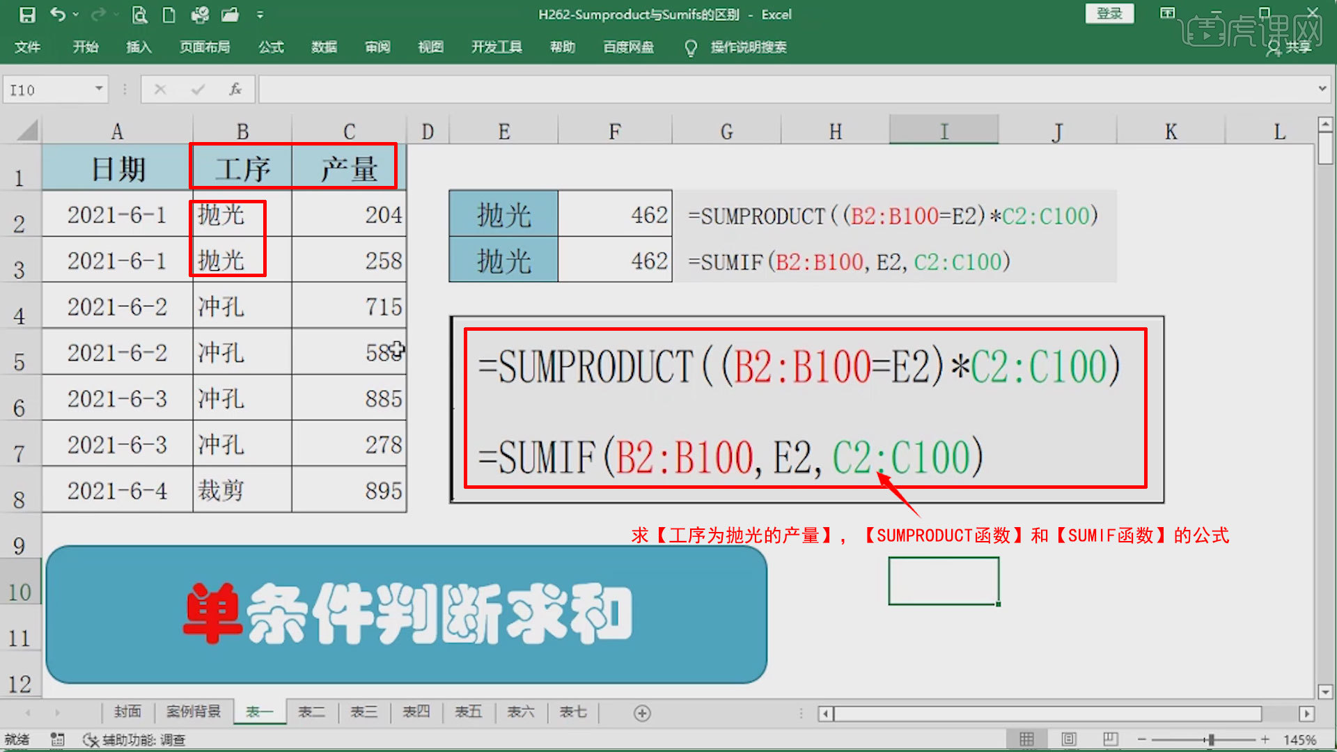 Sumproduct与Sumifs的区别-Excel职场实战 - 办公职场教程_Excel - 虎课网
